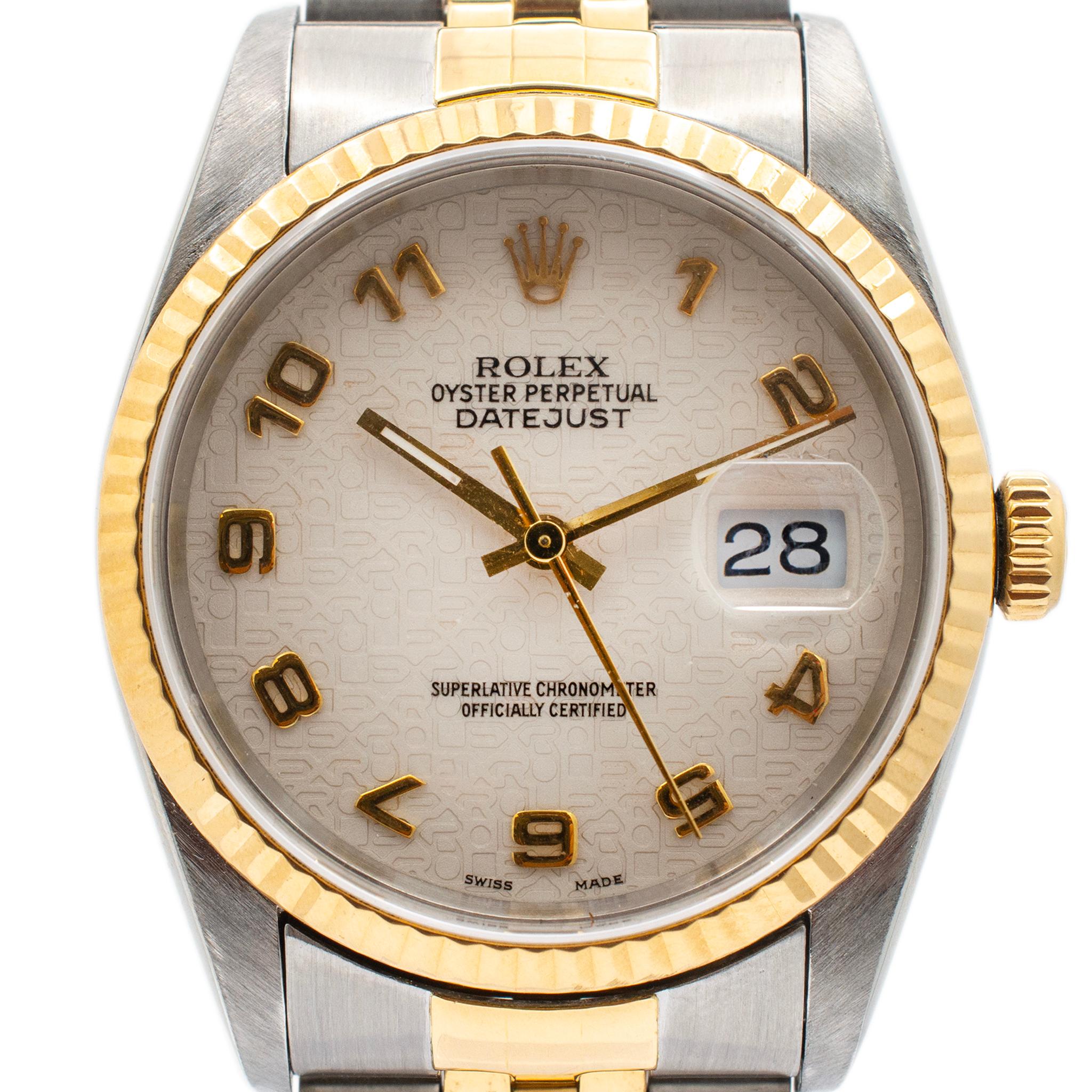 Rolex Datejust 16233 36MM 18K Yellow Gold and Stainless Steel Mens ...