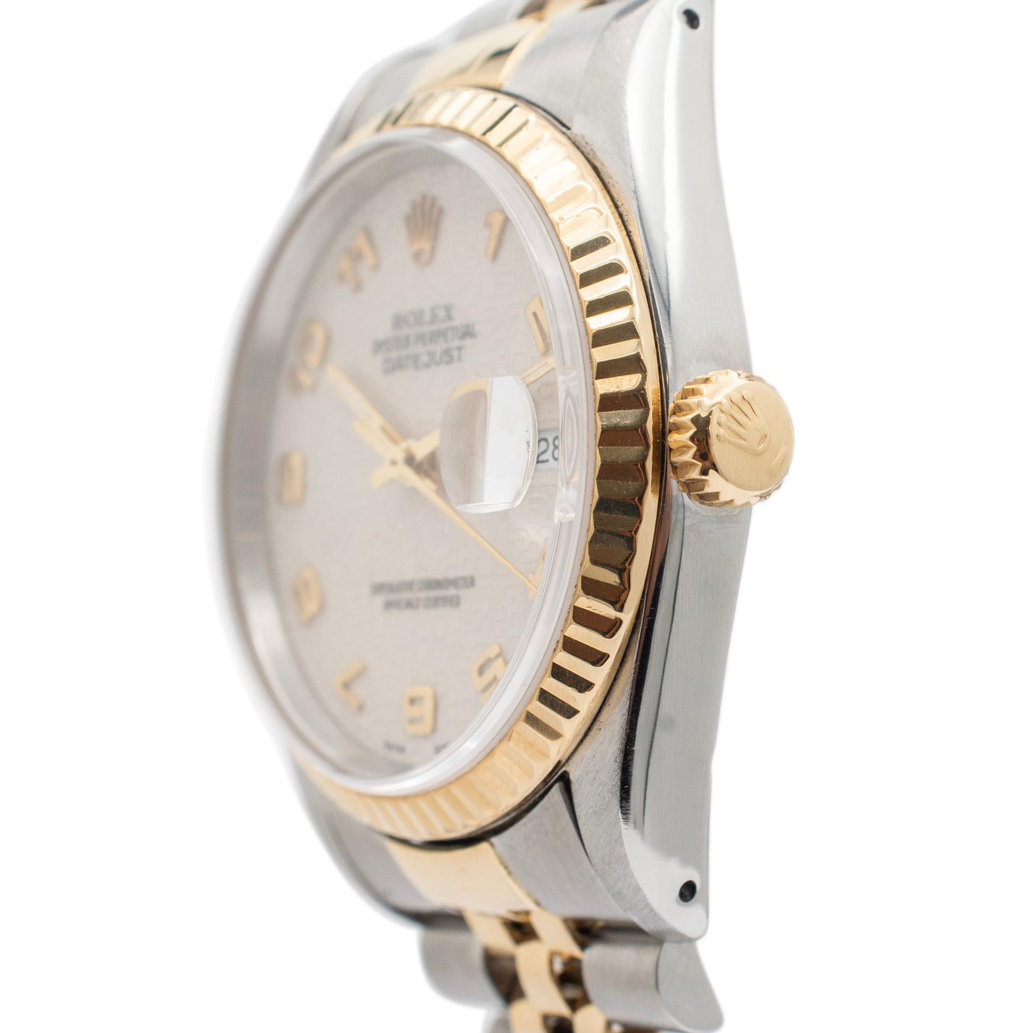 Rolex Datejust 16233 36MM 18K Yellow Gold and Stainless Steel Mens Watch For Sale at 1stDibs