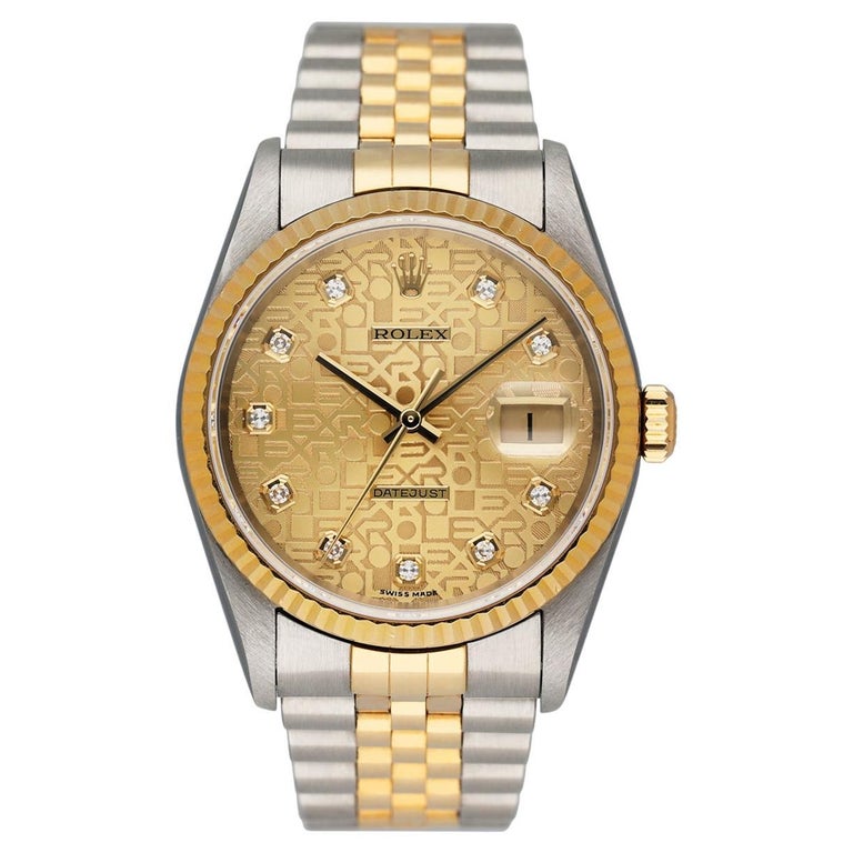 Rolex Datejust 16233 Anniversary Diamond Dial Mens Watch For Sale at ...