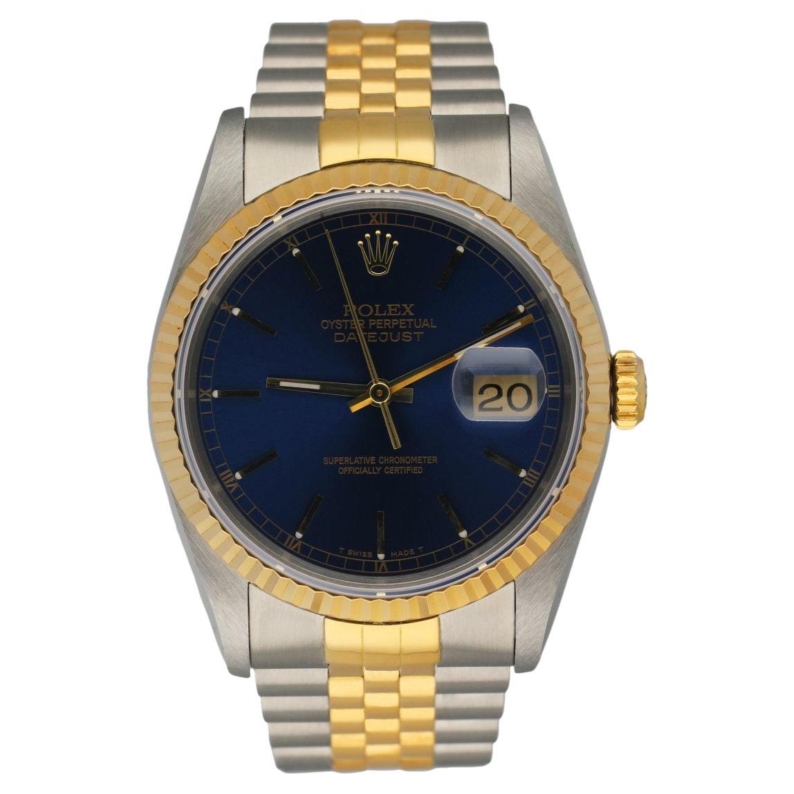 Rolex 16233 Datejust Gold Tapestry Dial Watch at 1stDibs