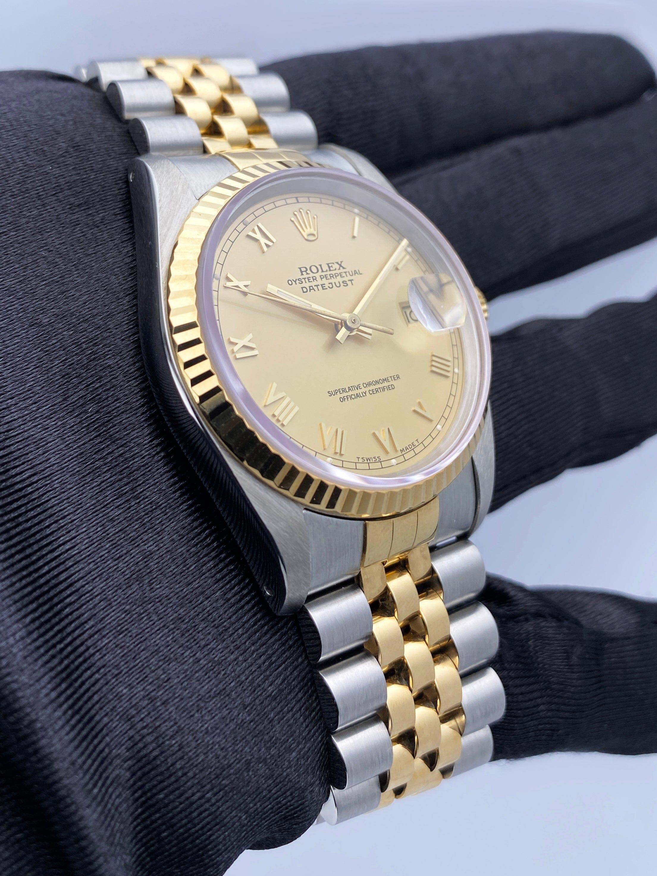 Rolex Datejust 16233 Champagne Dial Mens Watch For Sale at 1stDibs