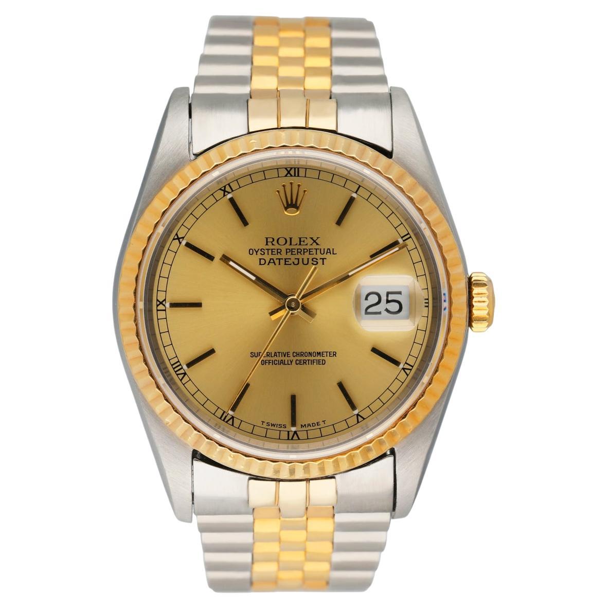 Rolex 16233 Datejust Gold Tapestry Dial Watch at 1stDibs