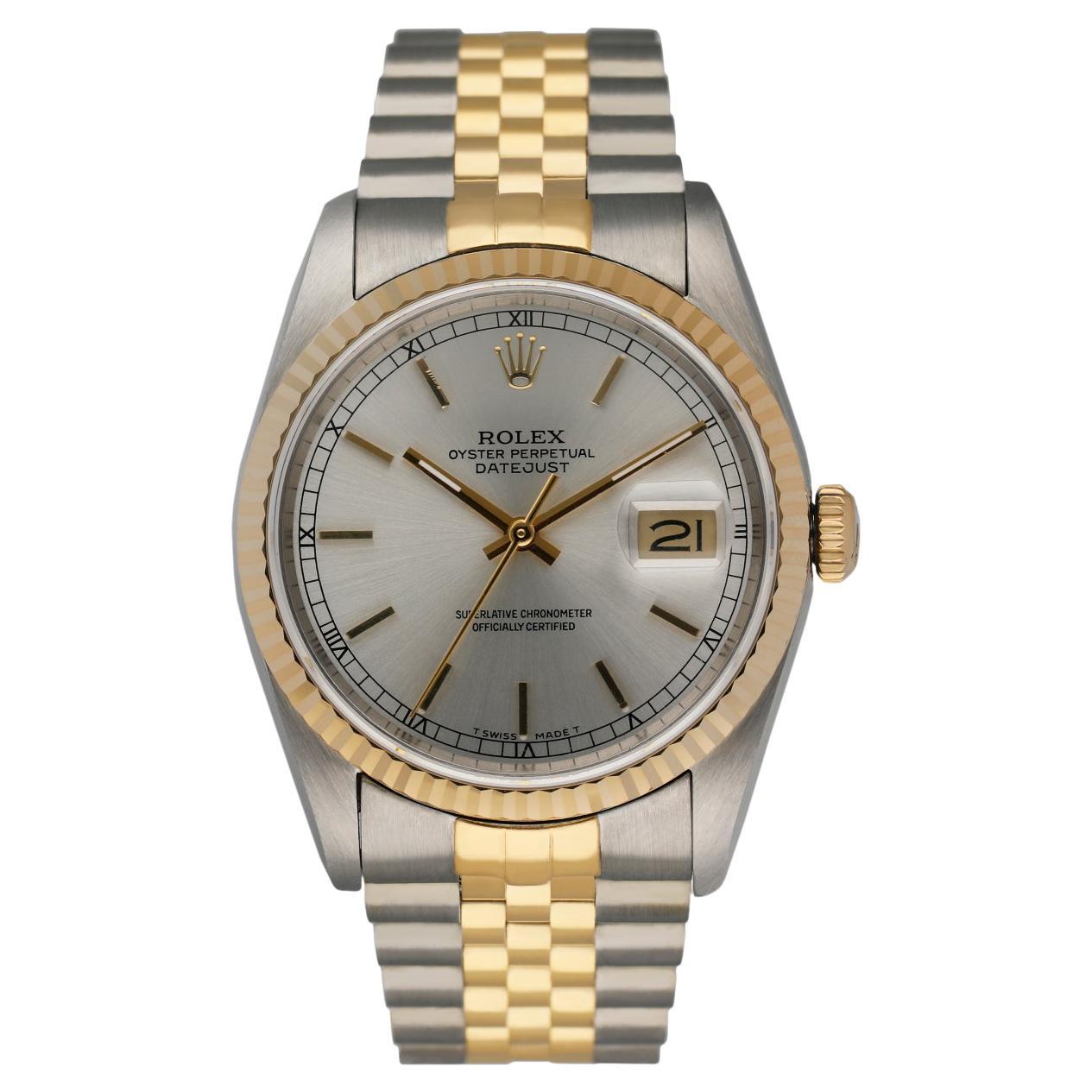Rolex 16233 Datejust Gold Tapestry Dial Watch at 1stDibs