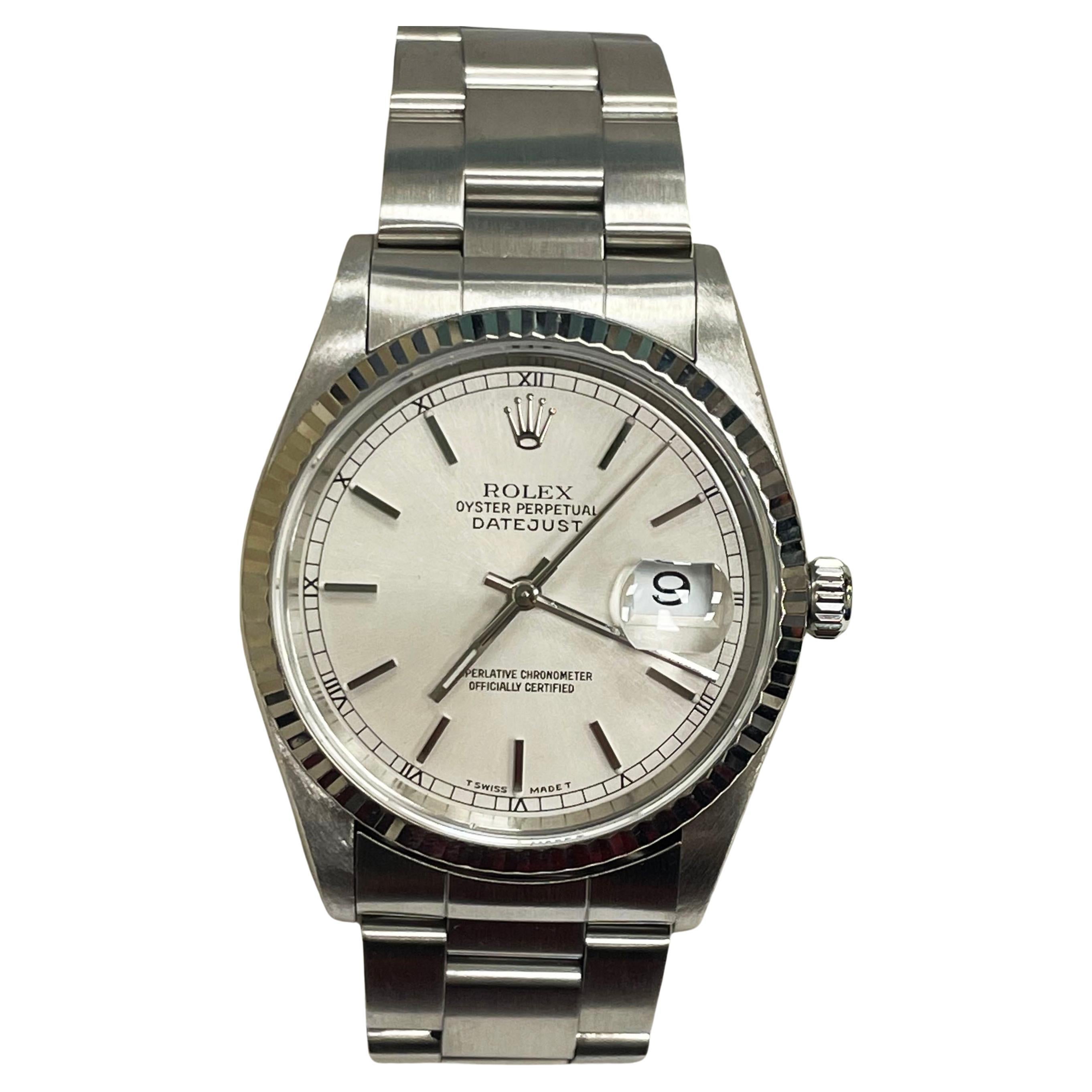 Certified Authentic Rolex Datejust 3180, Silver Dial at 1stDibs