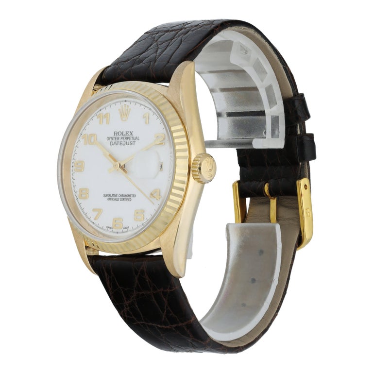 Rolex DateJust 16238 18 Karat Yellow Gold Men's Watch For Sale at 1stDibs