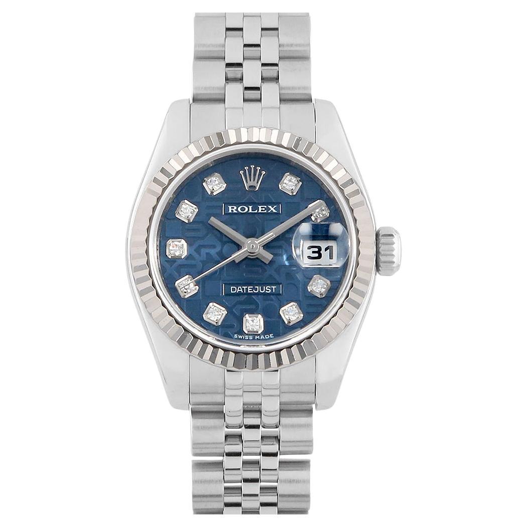 Rolex Datejust 179174G Ladies' Blue Dial 10P Diamond Z Serial Luxurious ...