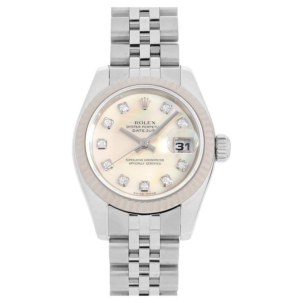 Rolex Datejust 179174NG White Shell Dial, 10P Diamond, D No, Used ...