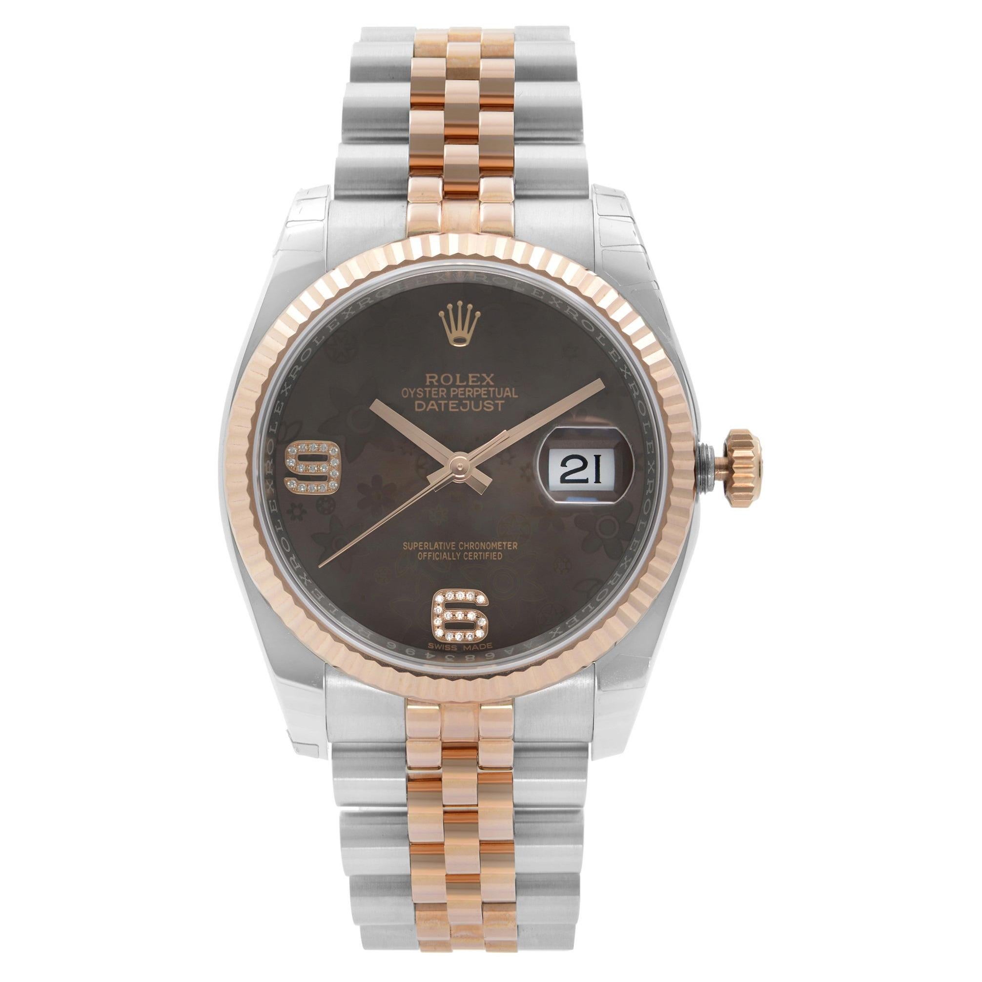 Rolex Datejust 18K Rose Gold Steel Chocolate Dial Ladies Watch ...