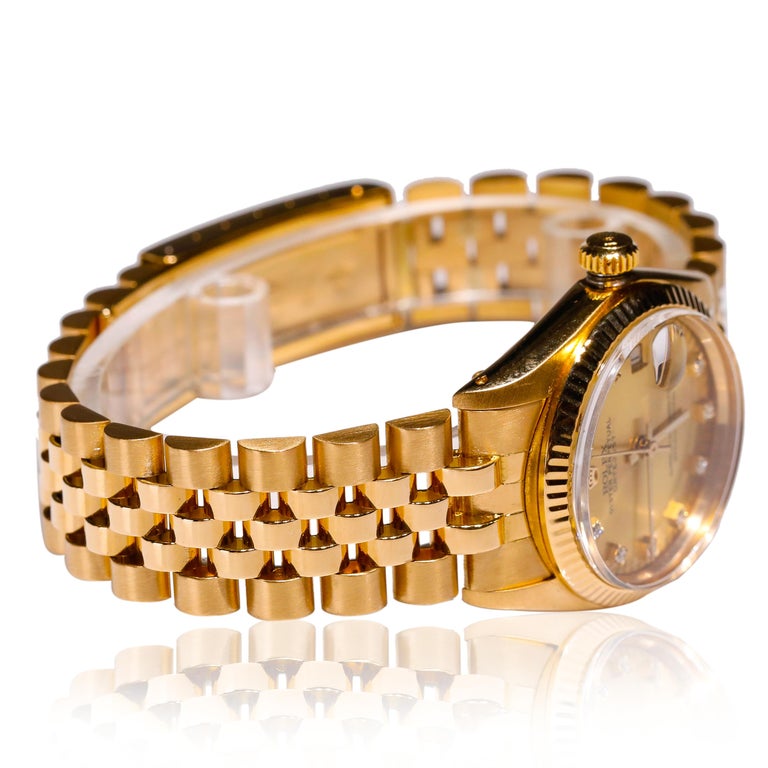 Rolex Datejust 18 Karat Gold Champaign Diamond Dial Jubilee Bracelet ...