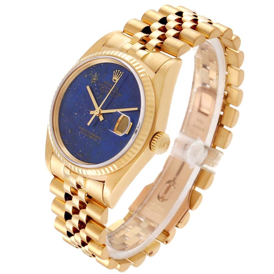 Rolex Datejust 18k Yellow Gold Lapis Lazuli Dial Vintage Mens Watch ...