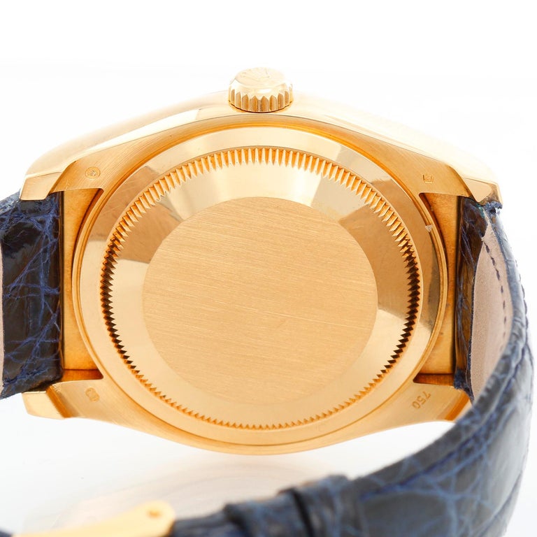 Rolex Datejust 18k Yellow Gold Men's Watch on Leather Strap Band 116138 ...