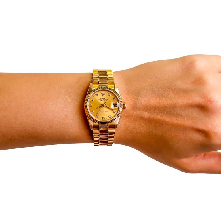 Rolex Datejust 18 Karat Yellow Gold Original Champaign Automatic Dial ...