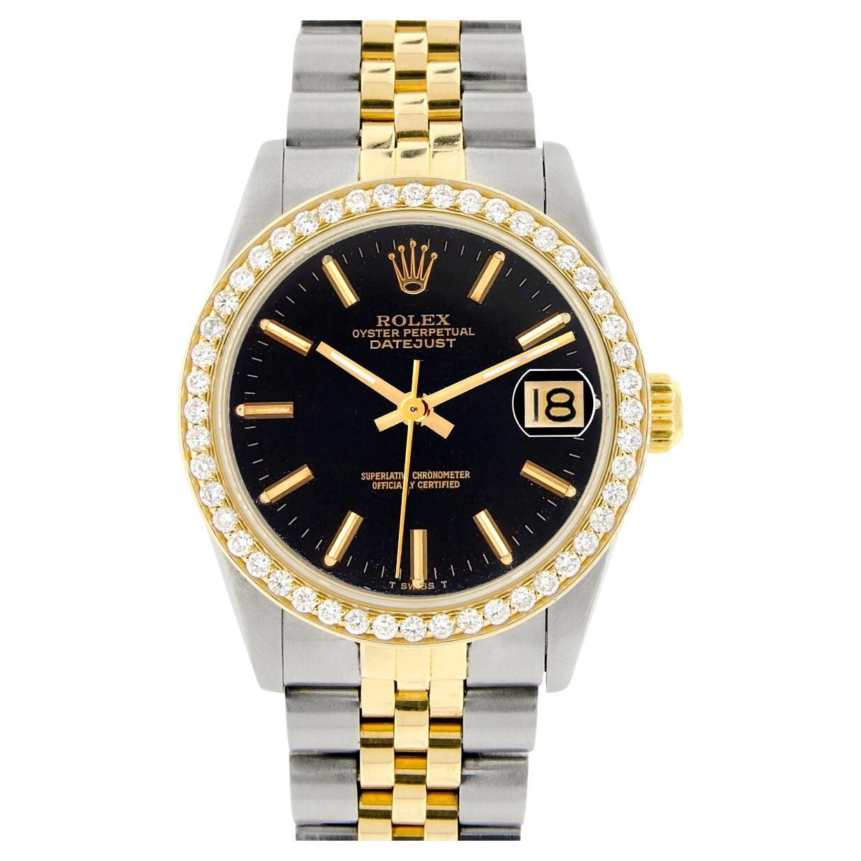 Rolex Datejust 2-tone 31mm 68273 Blue Index Watch With 0.95ct Diamond ...