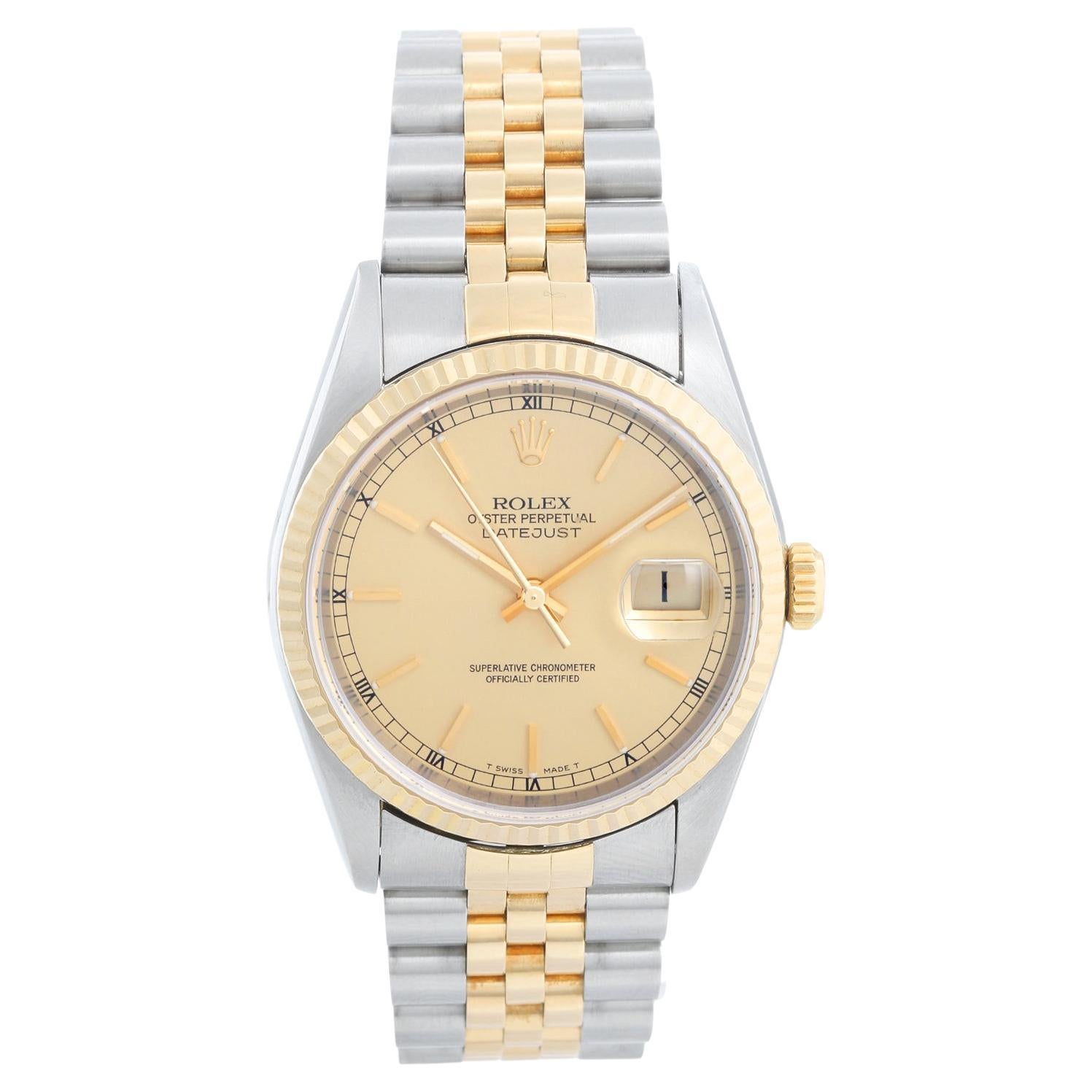 Rolex Datejust Steel Yellow Gold MOP Diamond Dial Mens Watch 16233 For ...