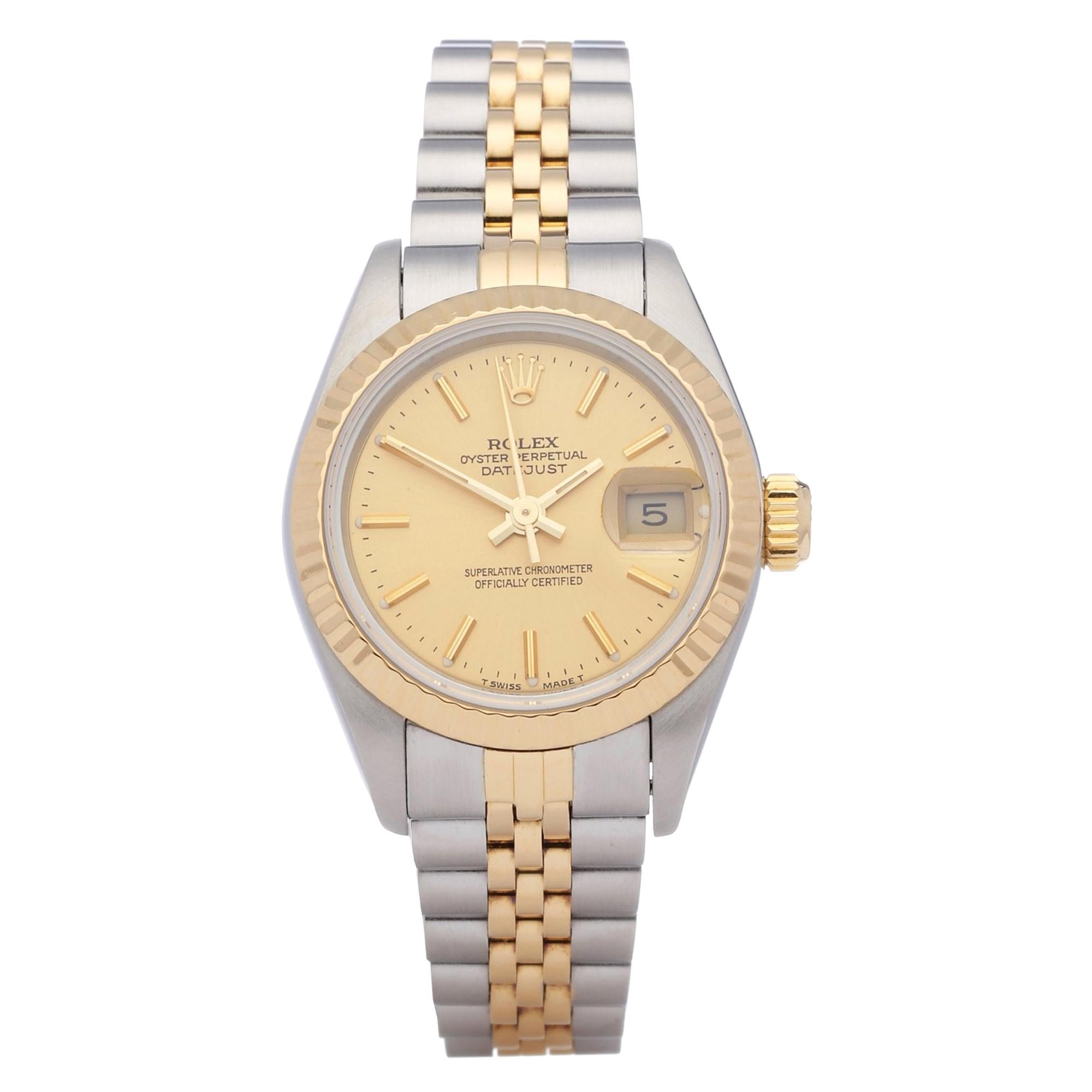 Rolex Datejust Steel Yellow Gold Pyramid Roman Dial Ladies Watch 69173 ...