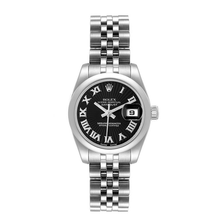 Rolex Datejust 26 Black Sunbean Dial Ladies Watch 179160 For Sale at ...