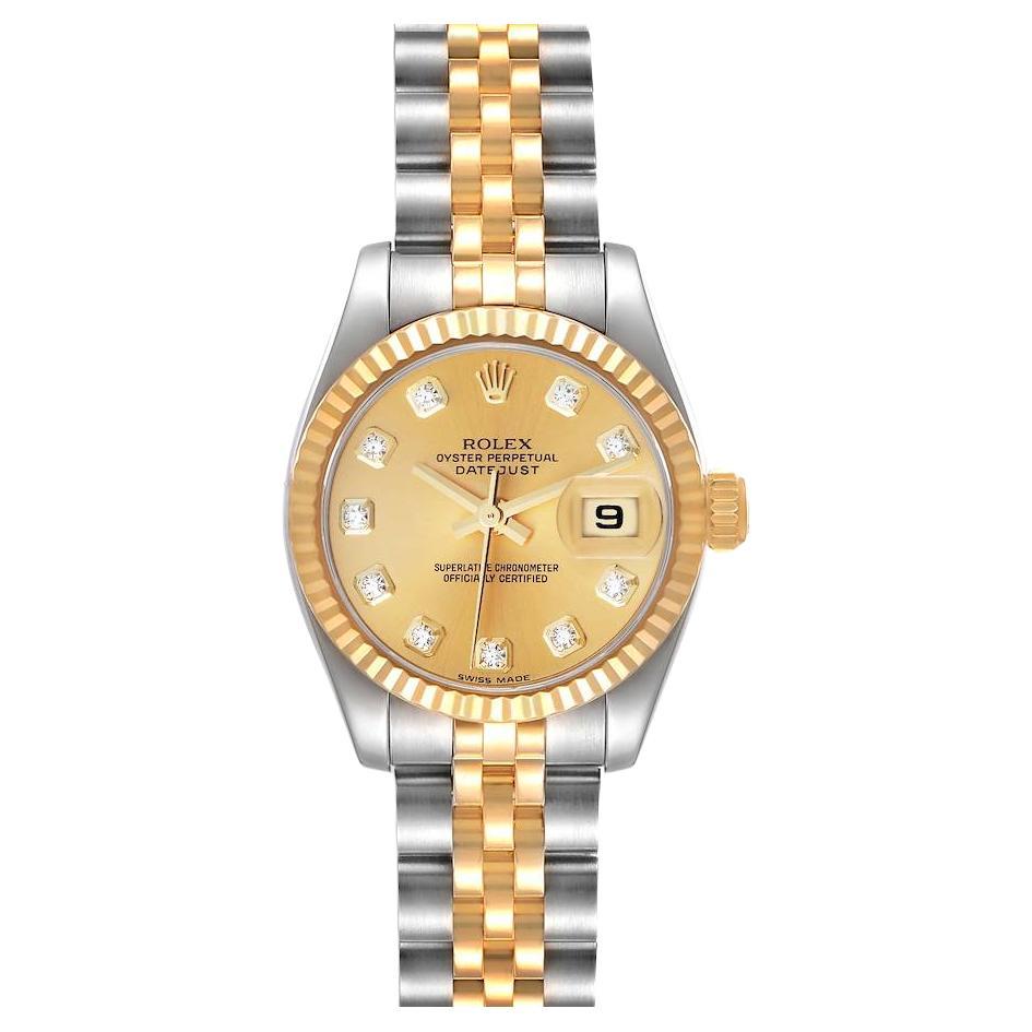 Rolex Datejust 26mm Steel Yellow Gold Diamond Ladies Watch 179173 Box ...