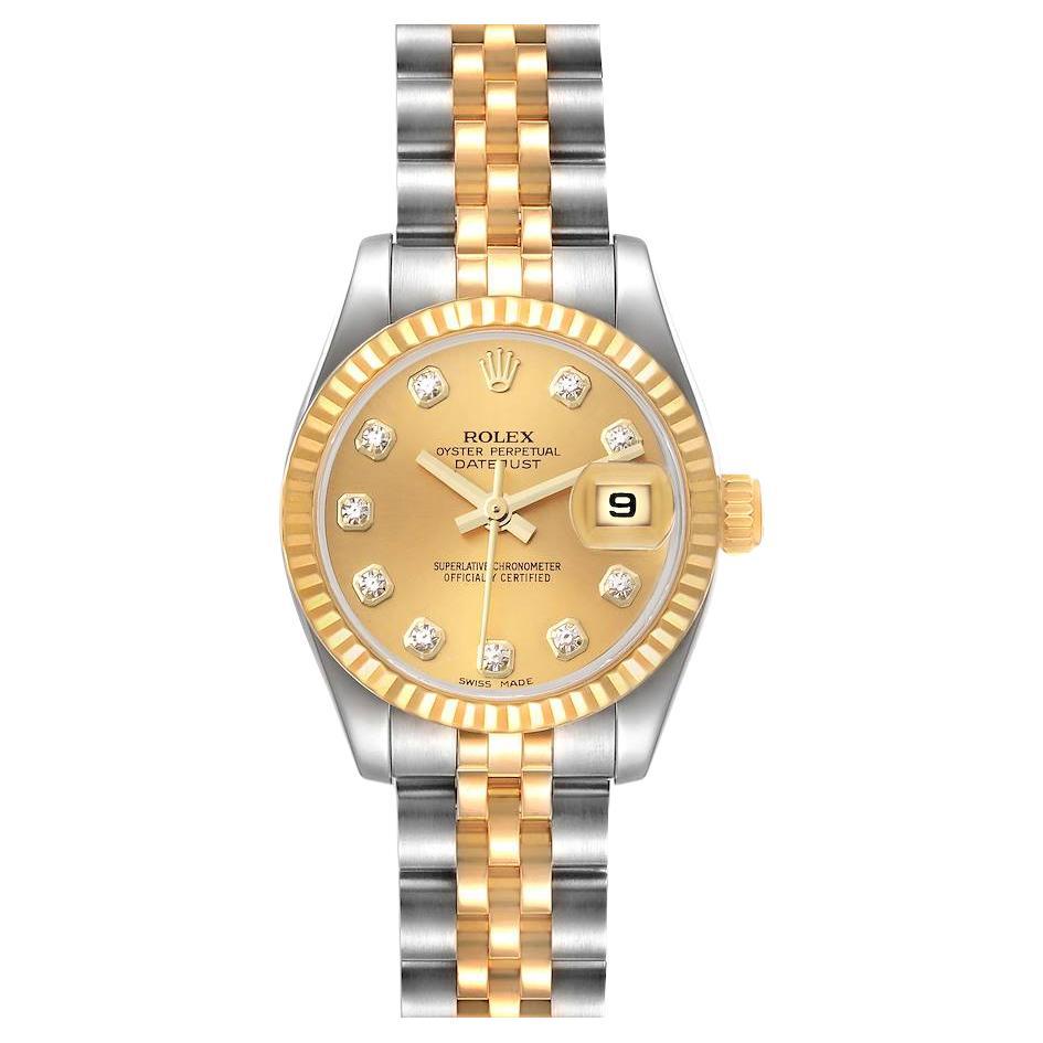 Rolex Datejust 26mm Steel Yellow Gold Diamond Ladies Watch 179173 Box ...