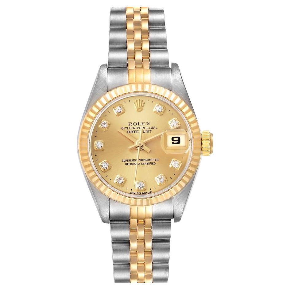 Rolex Datejust 26 Steel Yellow Gold Diamond Dial Ladies Watch 69173 For ...