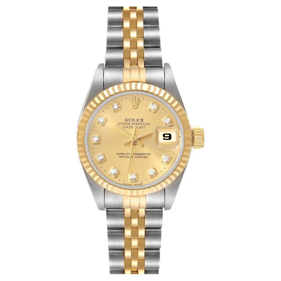Rolex Montre Datejust en acier, or jaune et diamants, pour femmes 69173 ...