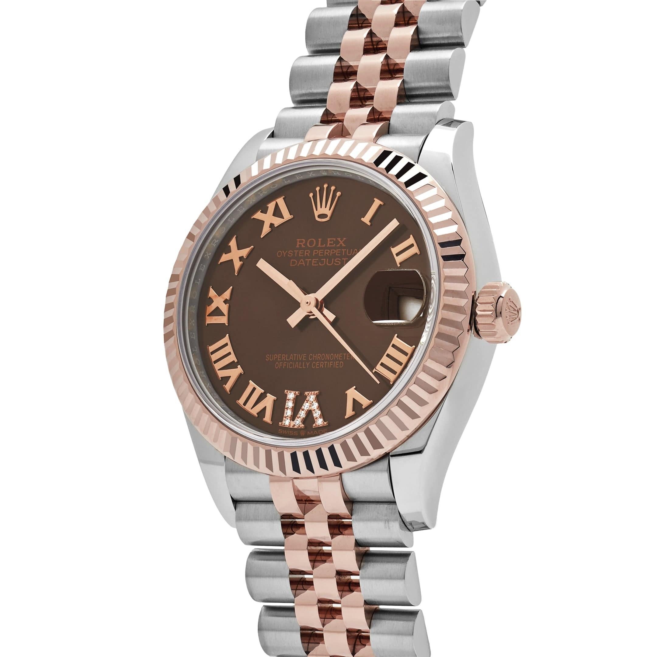 Rolex Datejust 278271 Rose Gold Stainless Steel Roman Chocolate Dial ...