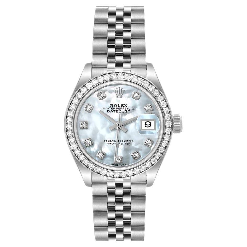 Rolex Datejust Steel White Gold Mother Of Pearl Diamond Ladies Watch ...
