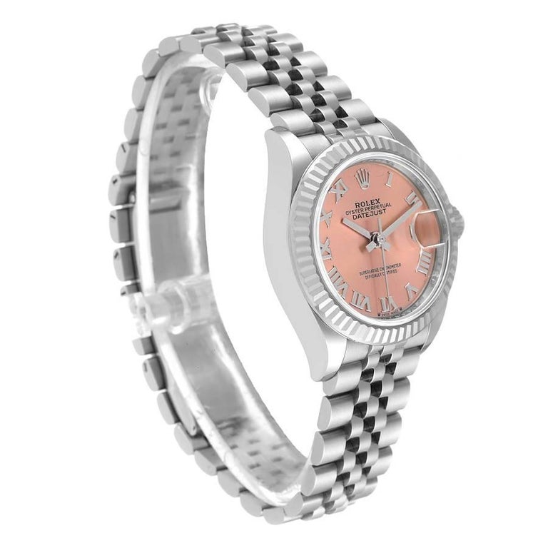 Rolex Datejust 28 Steel White Gold Pink Roman Dial Ladies Watch 279174 ...