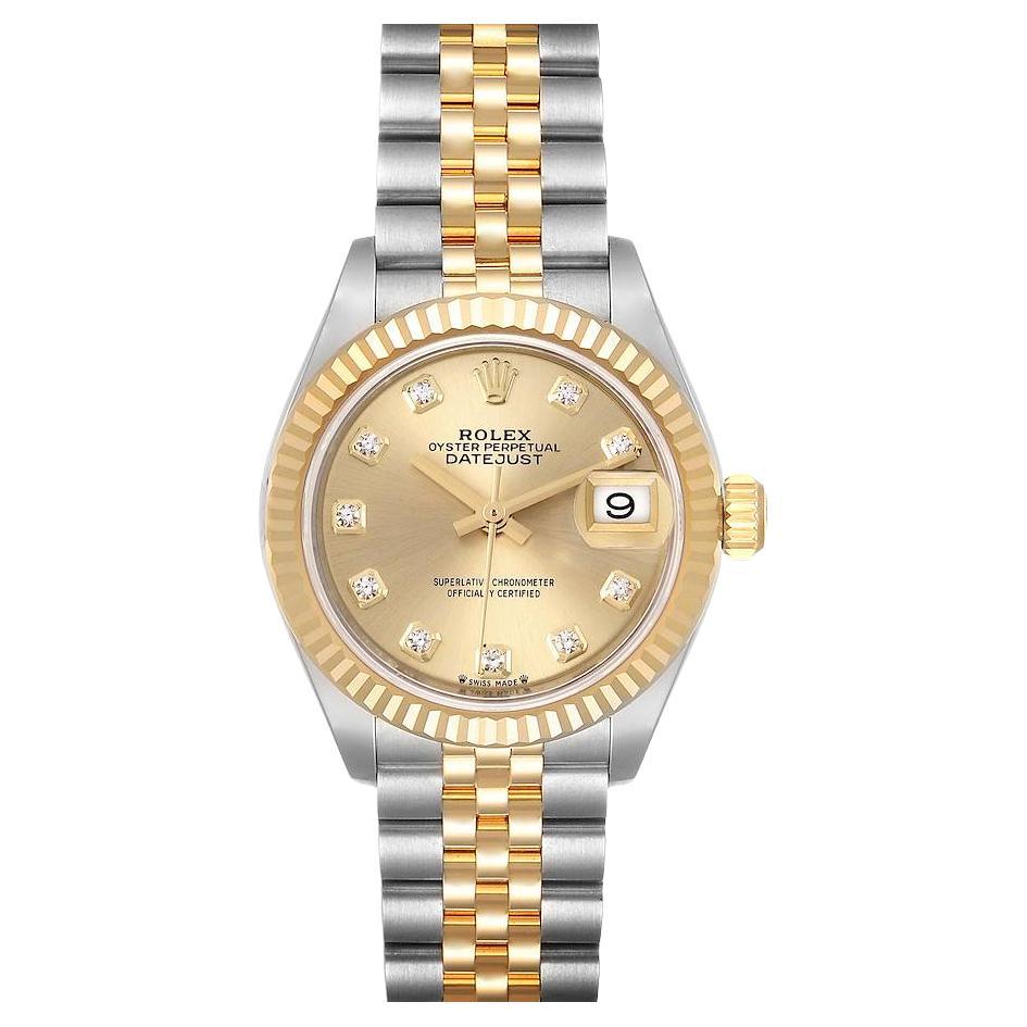 Rolex Datejust 28 Steel Yellow Gold Lilac Diamond Dial Ladies Watch ...