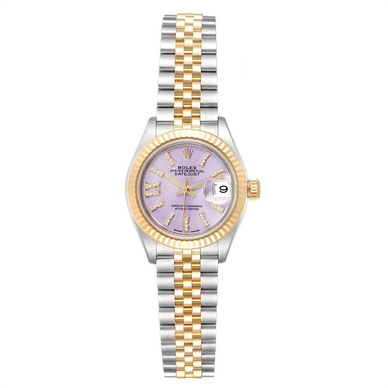 Rolex Datejust 28 Steel Yellow Gold Lilac Diamond Dial Ladies Watch ...