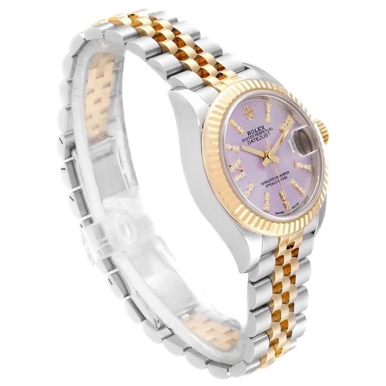Rolex Datejust 28 Steel Yellow Gold Lilac Diamond Dial Ladies Watch ...