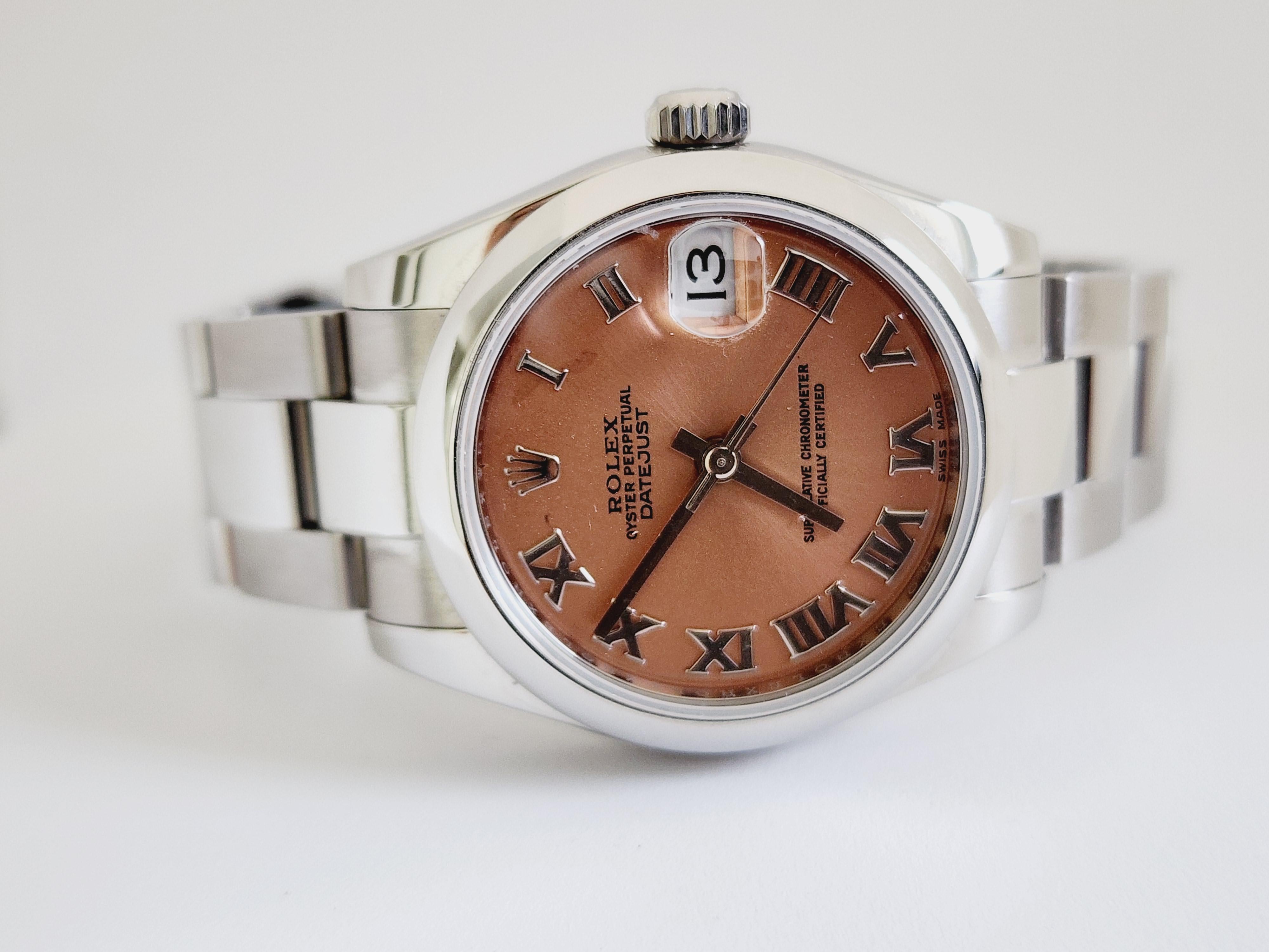 Rolex Datejust 31 Salmon Dial Steel Watch For Sale at 1stDibs