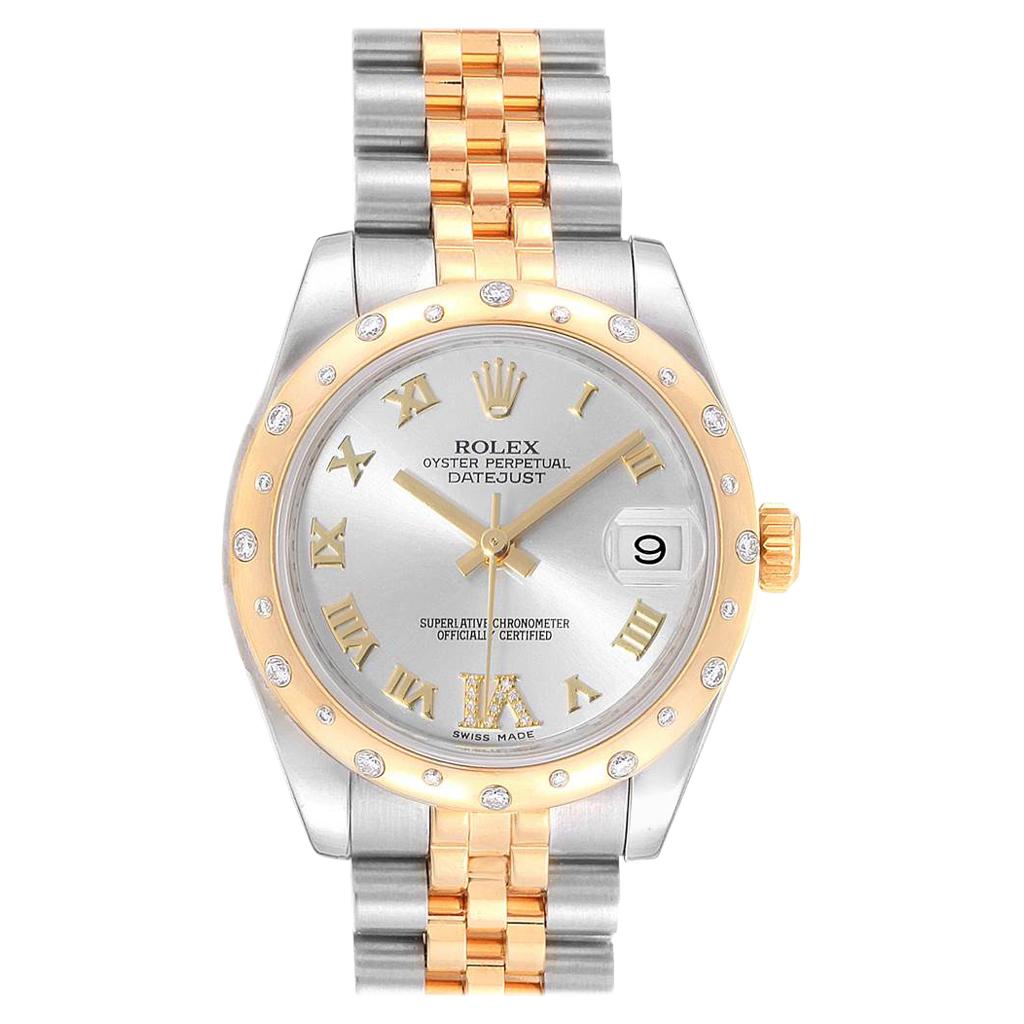 Rolex Datejust 31 Midsize Steel 18 Karat Yellow Gold Diamond Watch ...