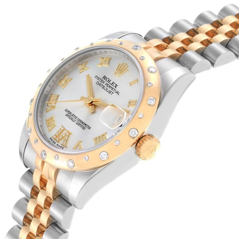 Rolex Datejust 31 Midsize Steel 18 Karat Yellow Gold Diamond Watch ...
