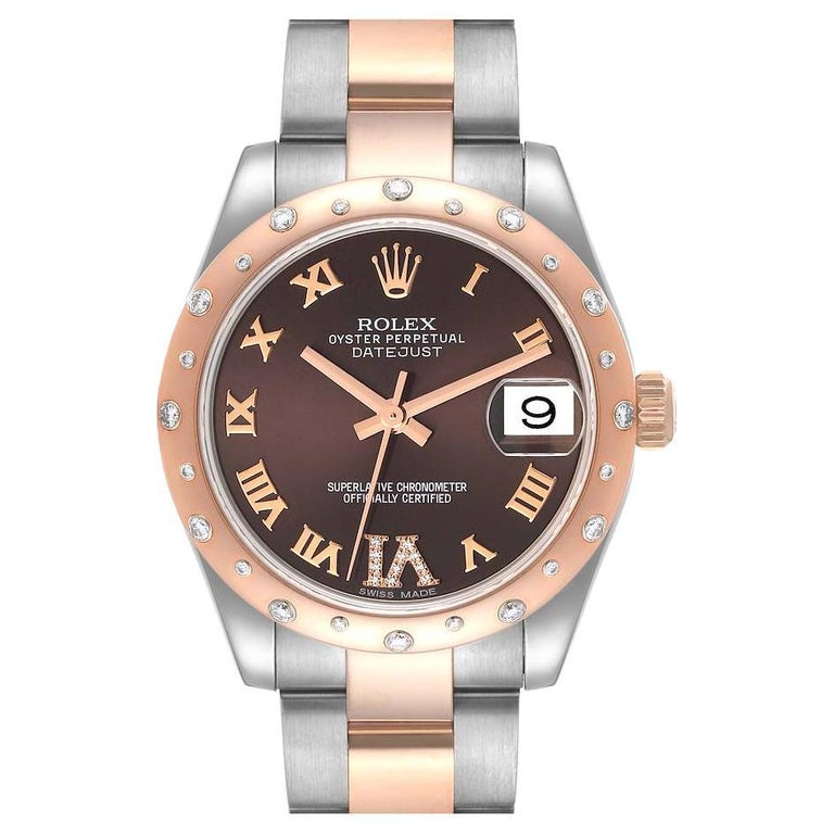 Rolex Datejust 31 Midsize Steel Everose Gold Diamond Watch 178341 For ...