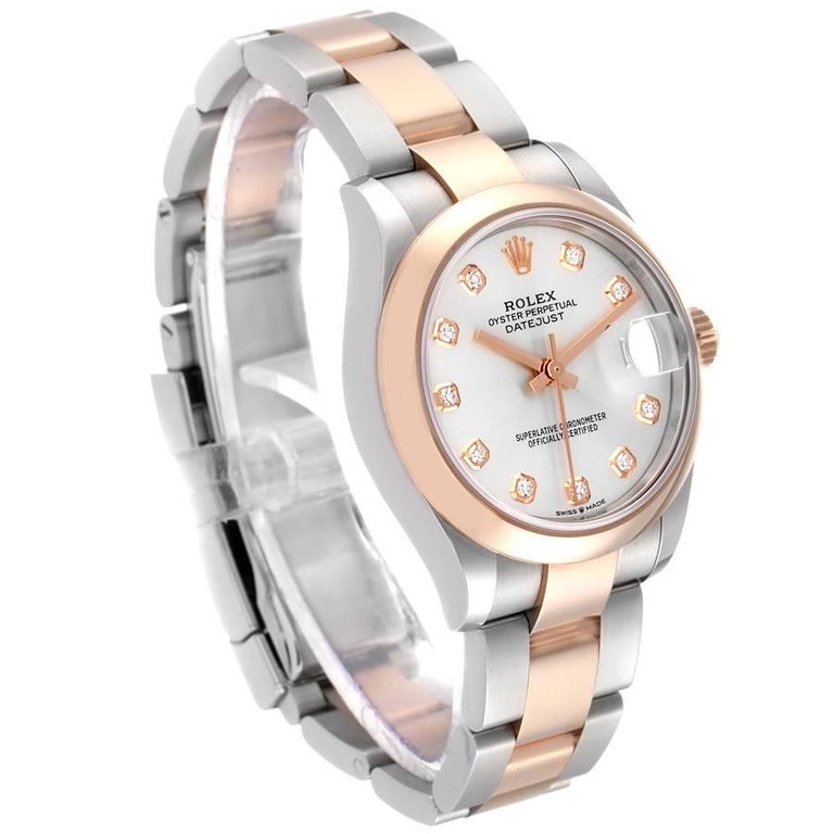 Rolex Datejust 31 Midsize Steel Rose Gold Diamond Dial Watch 278241 For ...