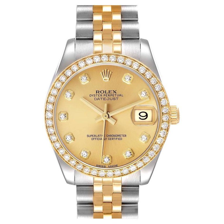 Rolex Datejust 31 Midsize Steel Yellow Gold Diamond Ladies Watch 178383 ...
