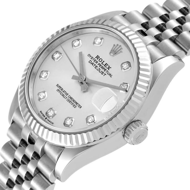 Rolex Datejust 31 Steel White Gold Diamond Dial Ladies Watch 278274 Box ...