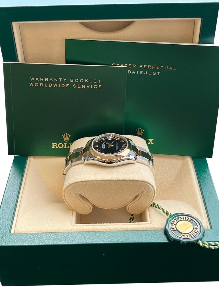 Rolex Datejust Midsize Sunbeam Black Dial Rose Gold Oyster Watch 178241 ...