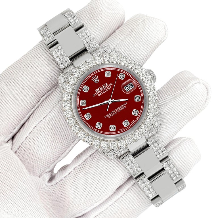 Rolex Montre Datejust 31mm Pavé 7,2 carats de diamants rouges glacés ...
