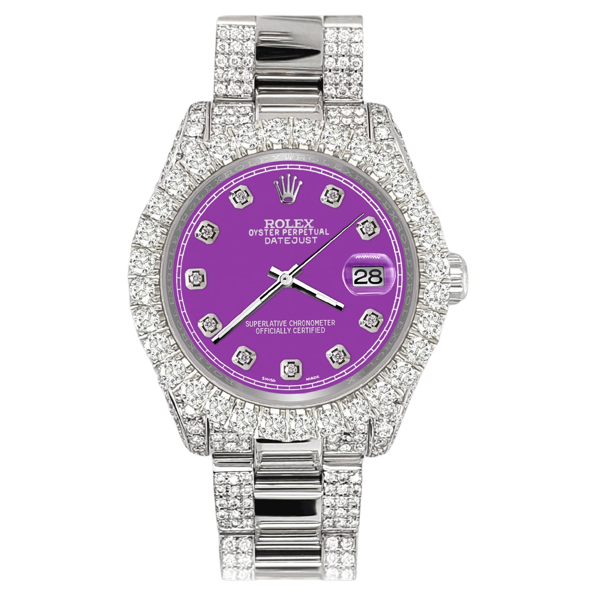 Rolex Datejust Pave 7.2ct Iced Diamond Pastel Purple Watch 178240 For ...