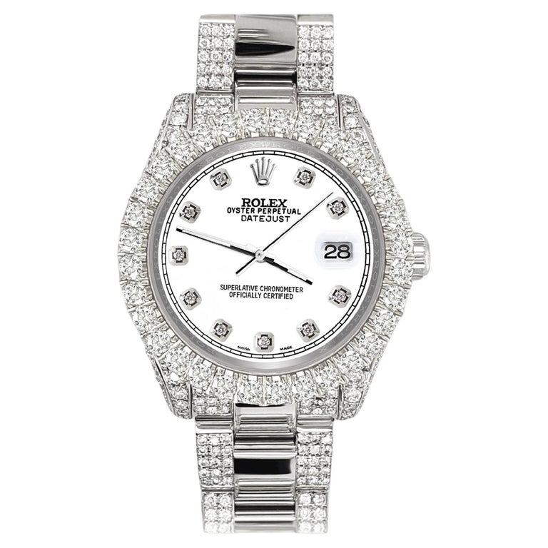 Rolex Datejust 31mm Pave 7.2ct Iced Diamond White Track Dial Oyster ...