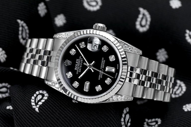 Rolex Datejust SS Black Color Dial Classic + Lugs with 8 + 2 Wrist ...