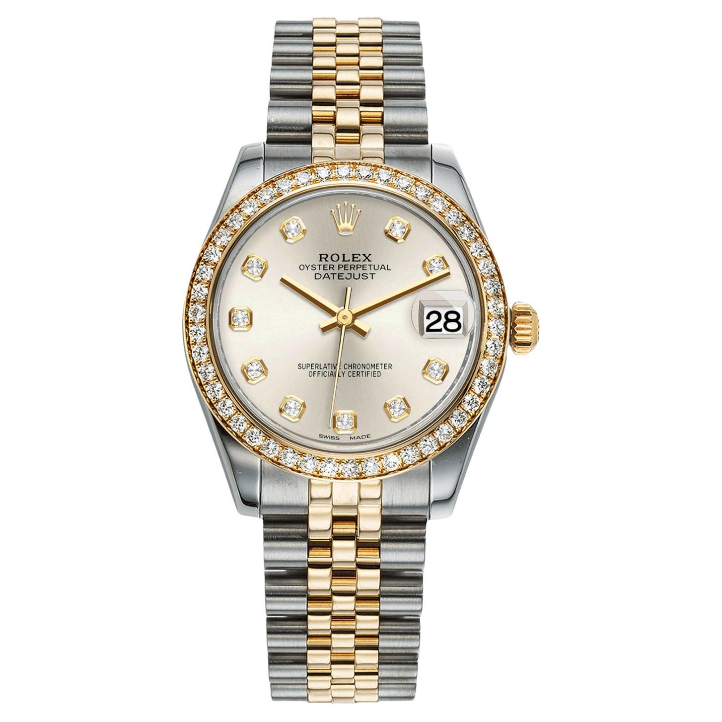 Rolex Datejust 31mm Steel 18K Gold Diamond Dial Diamond Bezel Woman ...