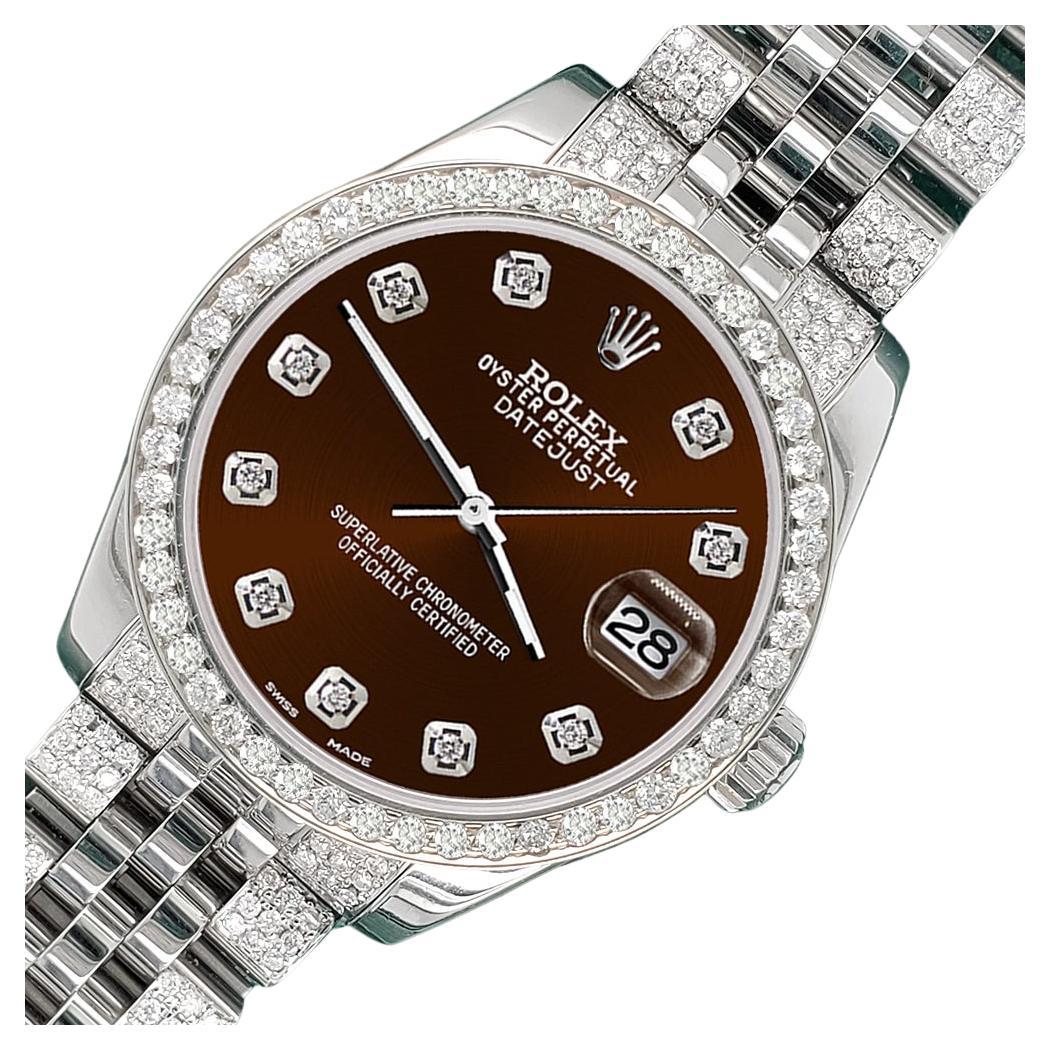 Rolex Datejust 3.30 Carat Diamond Bezel/Bracelet/Imperial Red Dial ...