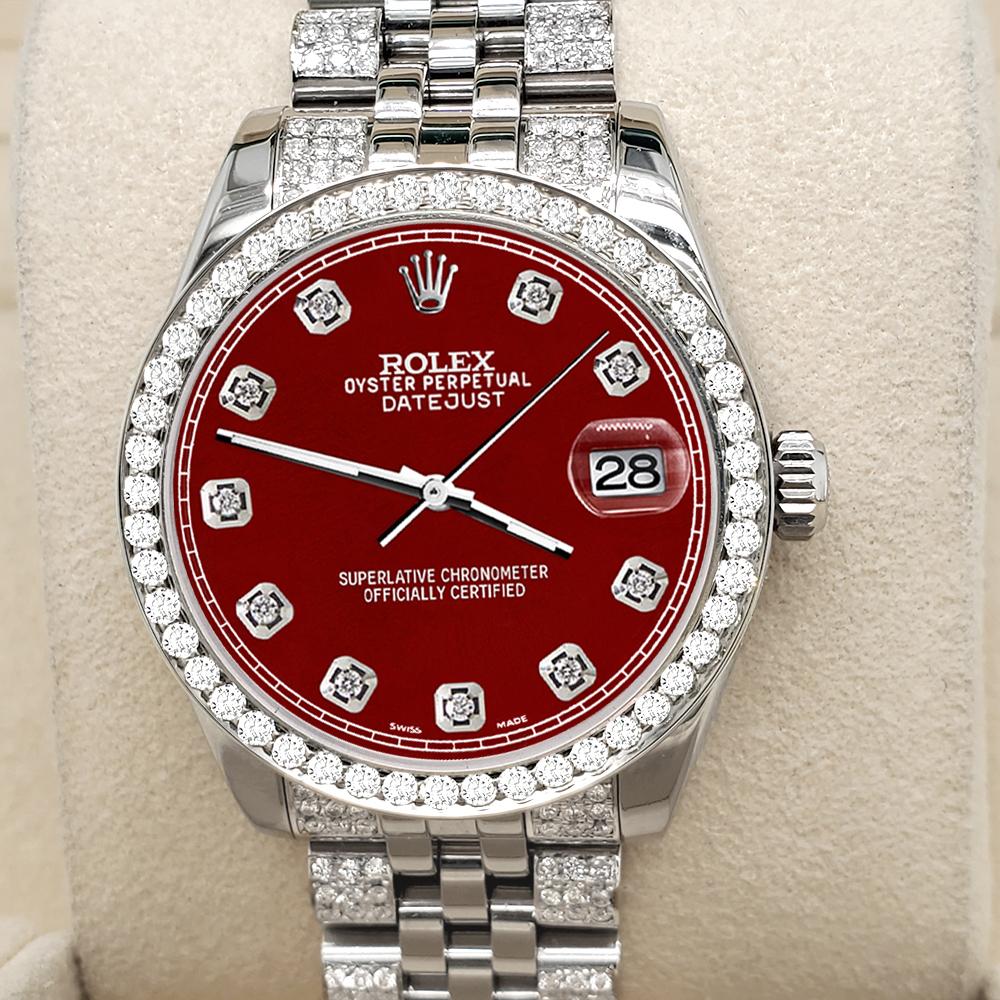 Rolex Datejust 3.30 Carat Diamond Bezel/Bracelet/Imperial Red Dial ...