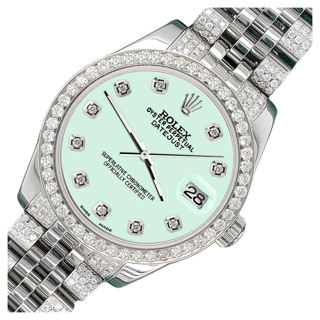 Rolex Datejust 3.30 Carat Diamond Bezel/Bracelet/Maroon Vignette Watch ...