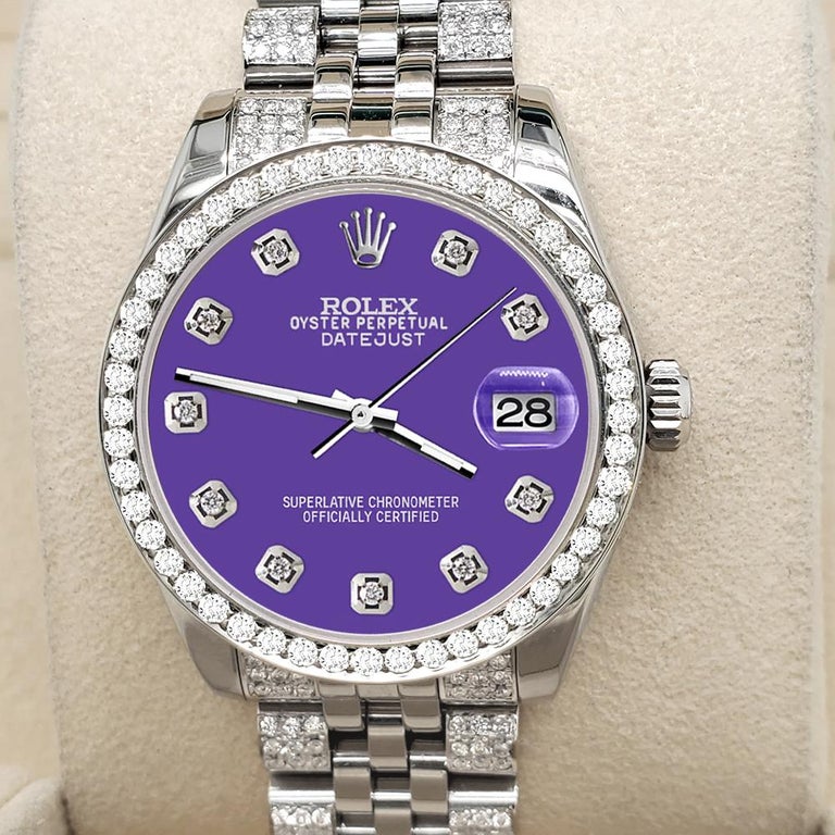 Rolex Datejust 3.30 Carat Diamond Bezel/Bracelet/Pastel Purple Dial ...