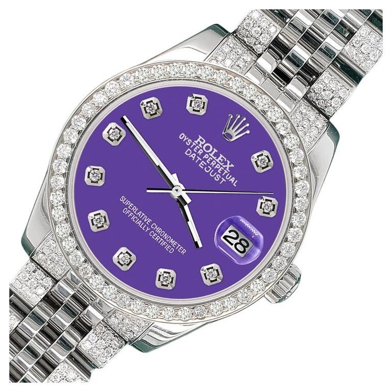 Rolex Datejust 3.30 Carat Diamond Bezel/Bracelet/Pastel Purple Dial ...