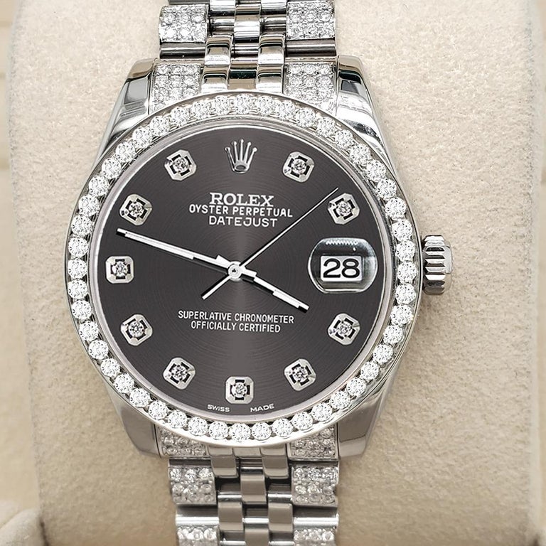 Rolex Datejust 3.30 Carat Diamond Bezel/Bracelet/Rhodium Gray Dial ...
