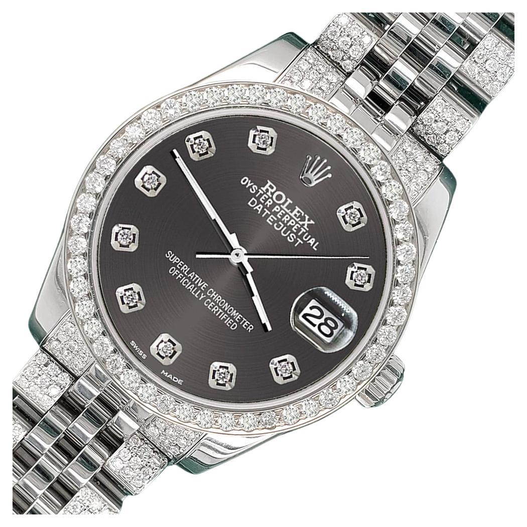 Rolex Datejust 31 Steel Floral Rhodium Dial Automatic Ladies Watch ...